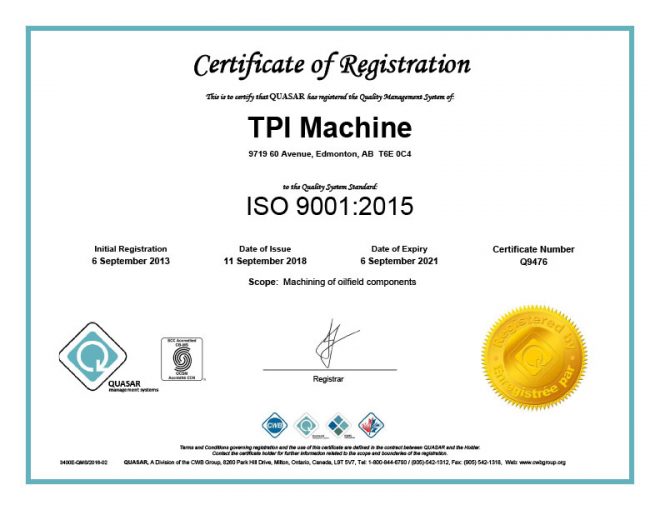 Quality Assurance – TPI Machine Ltd.